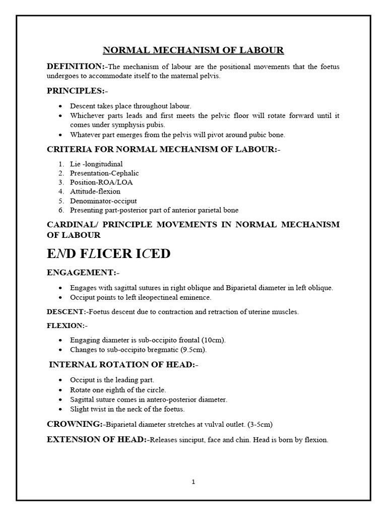 Normal Mechanism of Labour | PDF | Science & Mathematics