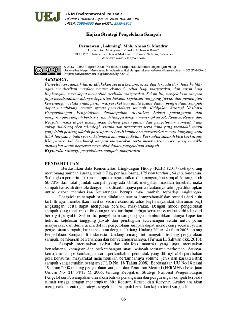 Kajian Strategi Pengelolaan Sampah | PDF | Teknologi & Rekayasa Kajian Strategi Pengelolaan Sampah | PDF | Teknologi & Rekayasa