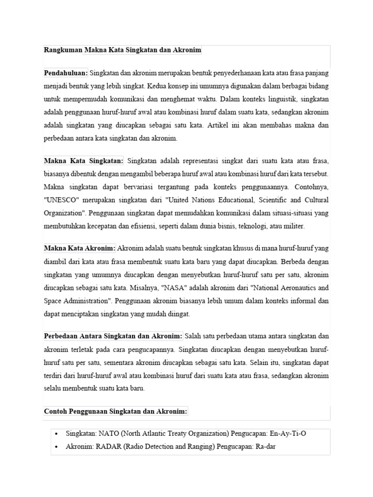 Sean - Rangkuman Makna Kata Singkatan & Akronim | PDF