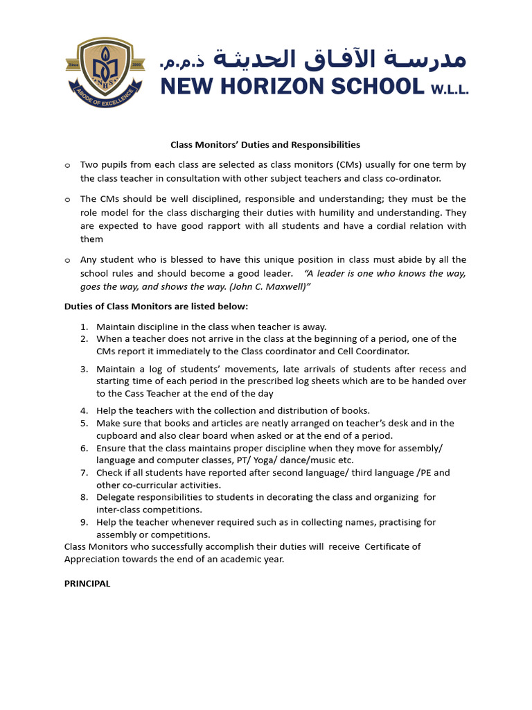 class-monitor-duties | PDF