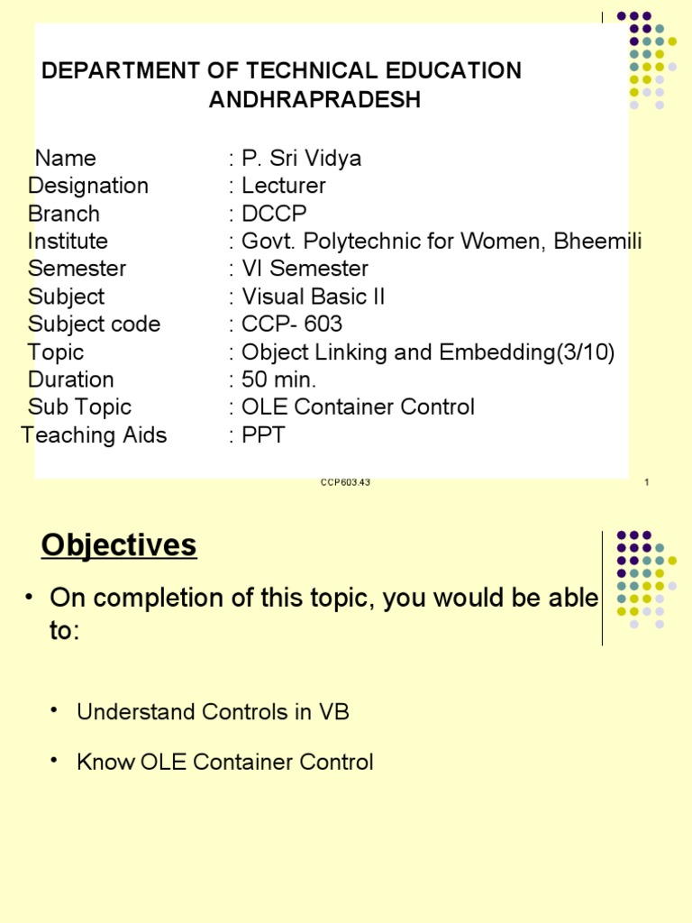 OLE Container Control in Visual Basic | PDF | Software Development ...