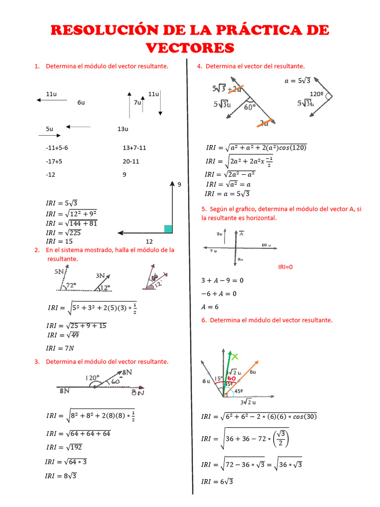 Resolución de La Práctica de Vectores | PDF
