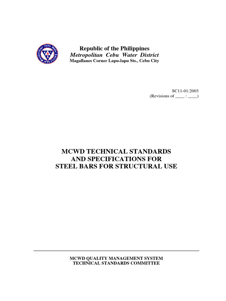 Mcwd Standards For Structural Steel Bars Pdf Materials Science