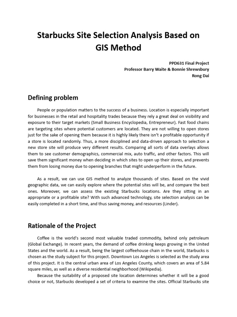 SBUX - Site Selection Analysis - GIS Method | PDF | Geographic ...