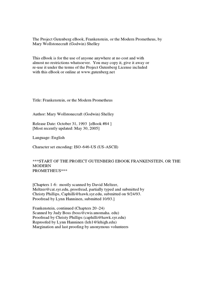 En - Mary Godwin Shelley | PDF | Frankenstein | Project Gutenberg