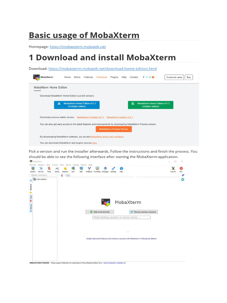 basic_usage_of_MobaXterm | PDF | Secure Shell | Software Engineering