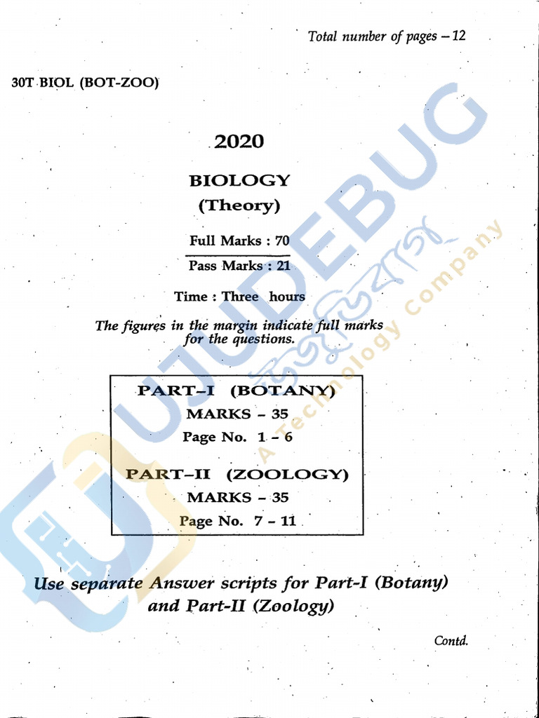HS 2nd Year Science 2020 BIOLOGY | PDF