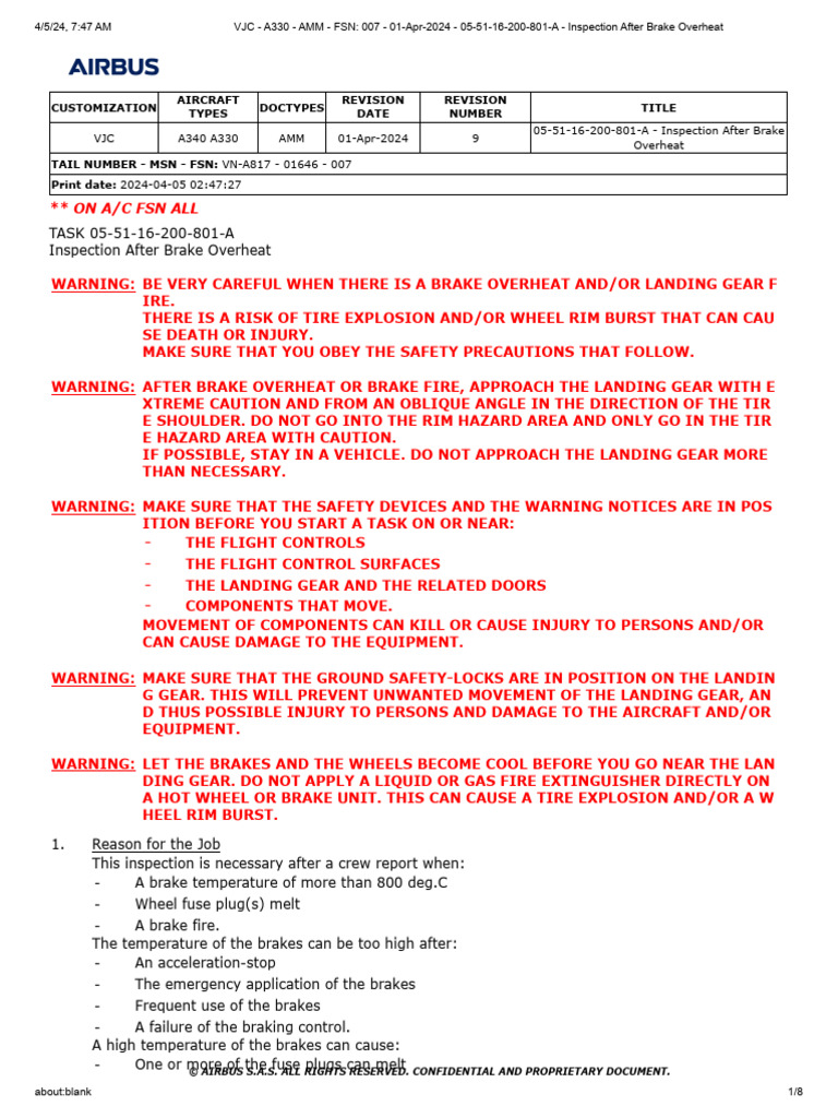 A330 Brake Overheat Inspection Guide | PDF | Landing Gear | Brake