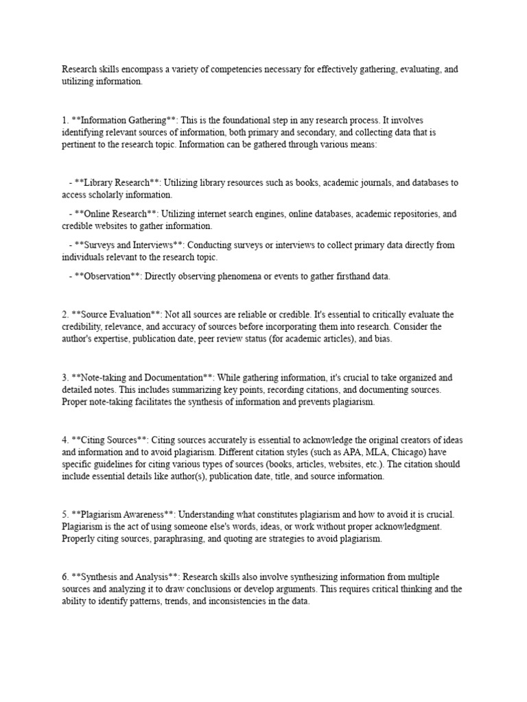 Research Skills Encompass A Variety of Competencies Necessary For ...