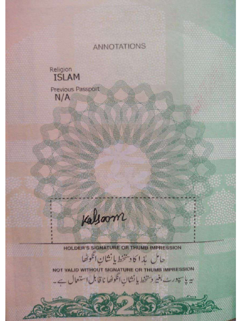 Passport Sign Page | PDF