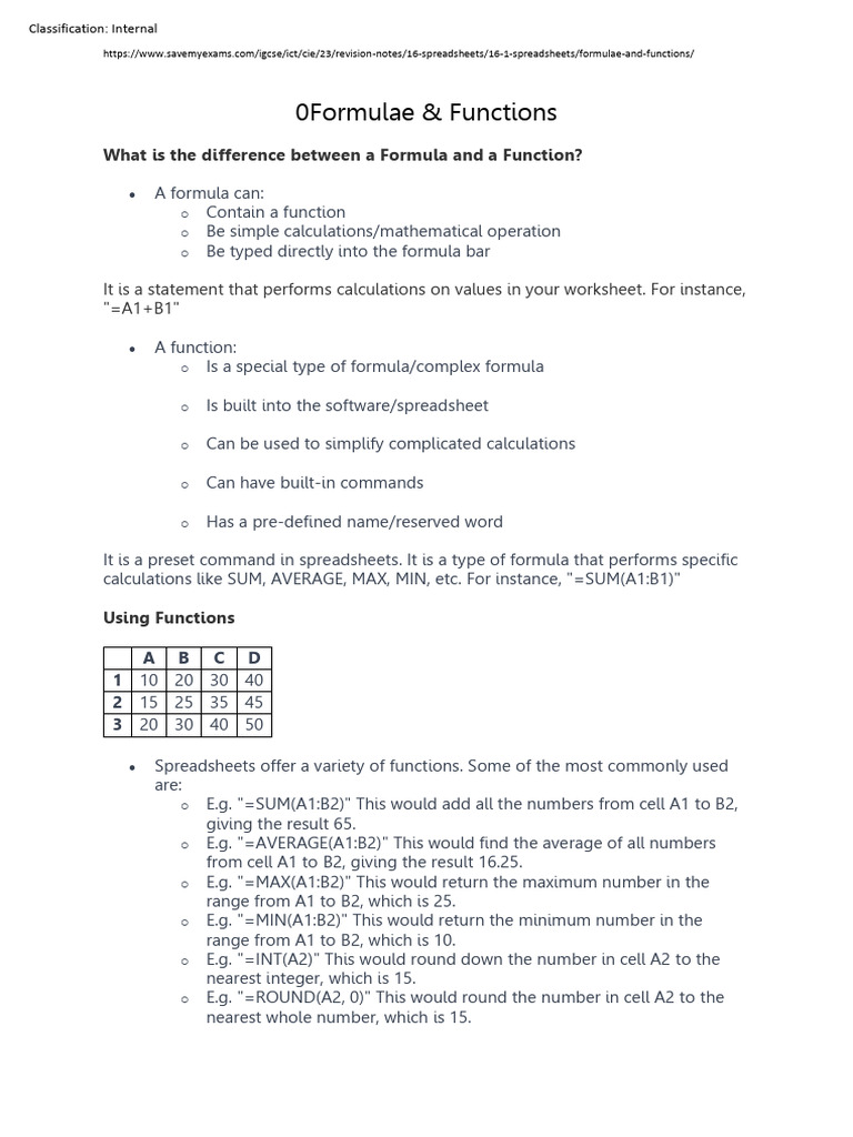 Functions and Formulaes | Download Free PDF | Spreadsheet | Function (Mathematics)
