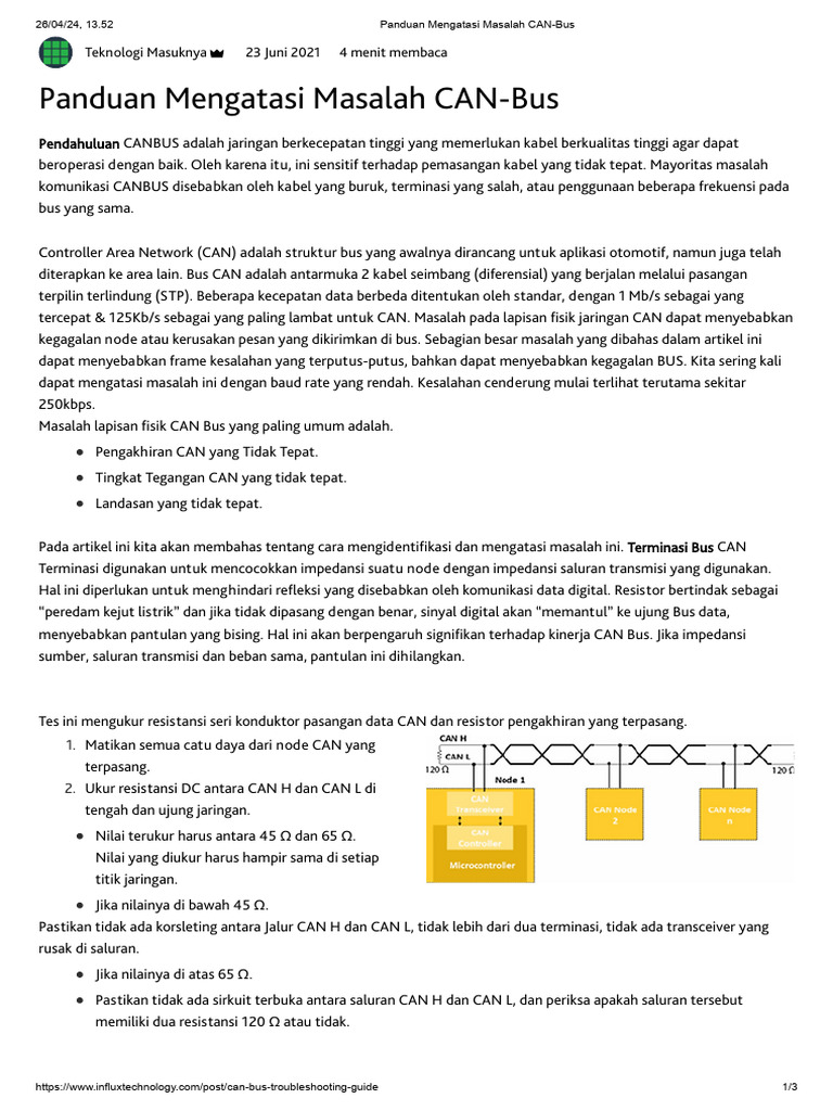 Panduan Mengatasi Masalah CAN-Bus | PDF
