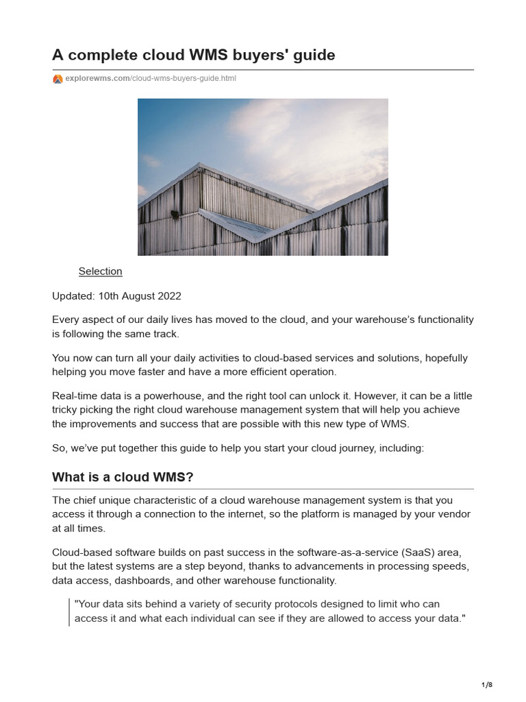 WMS-A Complete Cloud WMS Buyers Guide | PDF | Cloud Computing ...