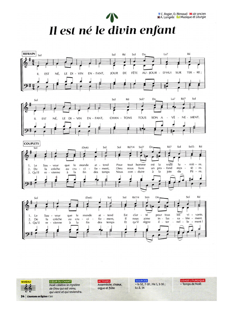 Il Est Né Le Divin Enfant | PDF