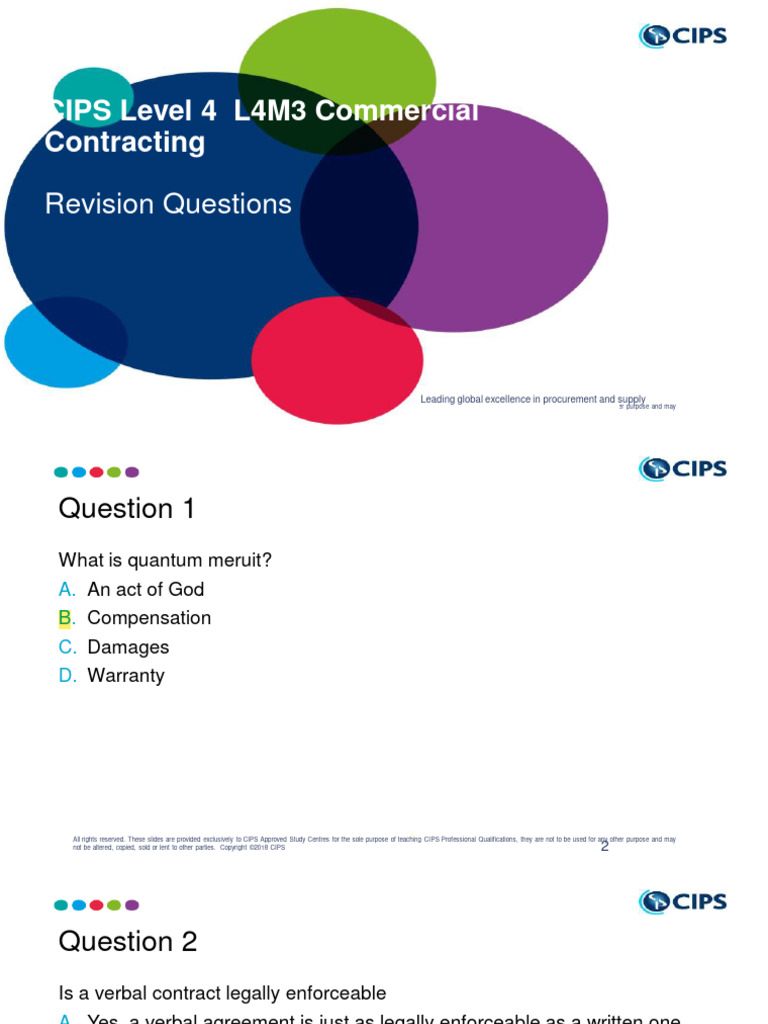 l4m3 Practice Questions Finalised | PDF | Procurement | Copyright
