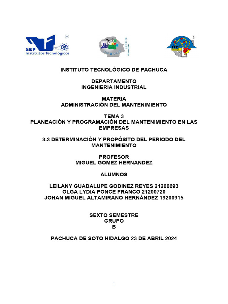 (3.3) Determinación y El Propósito Del Mantenimiento | PDF | Evaluación ...