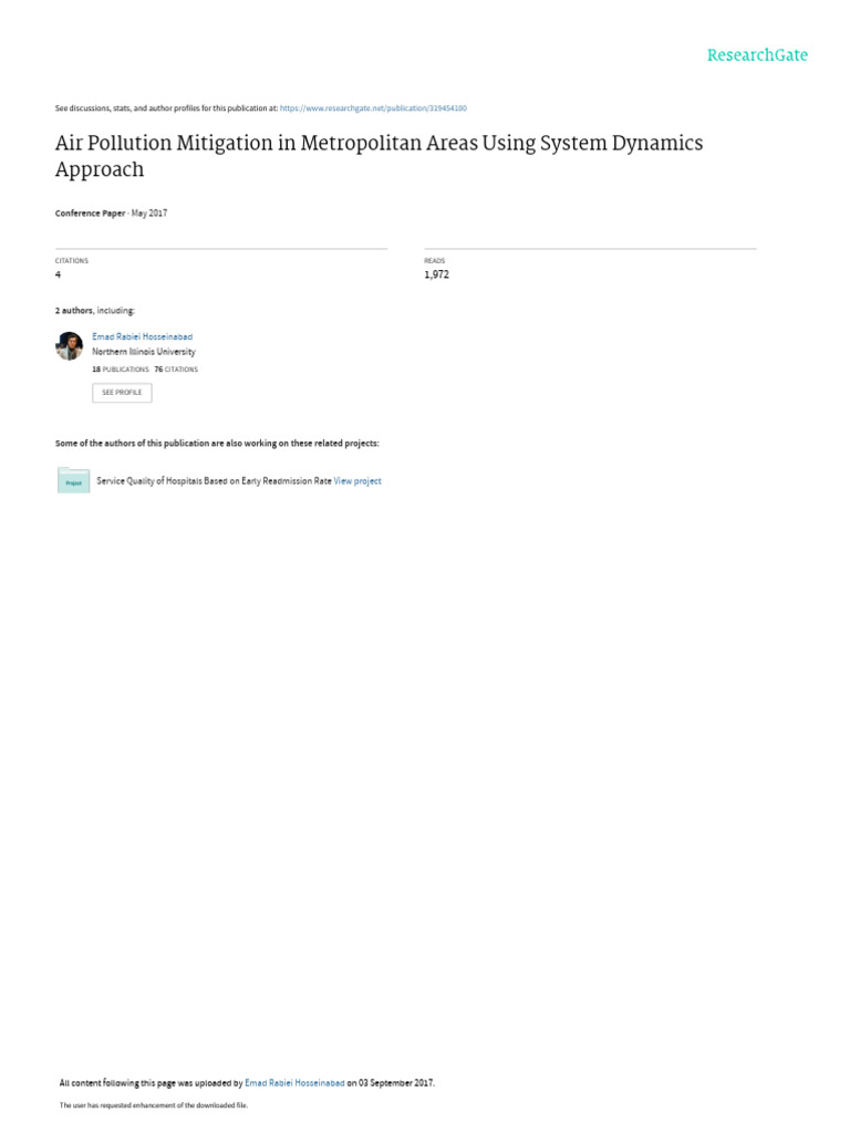 2017 - Air Pollution Mitigation in Metropolitan Areas Using System ...