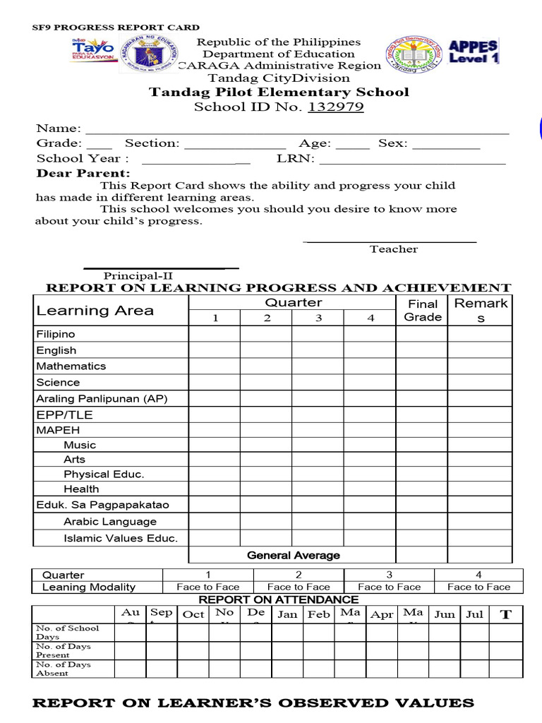 DepEd Form 138 K To 12 Grade 4 6 SY 2022 2023 Edited | PDF | Learning