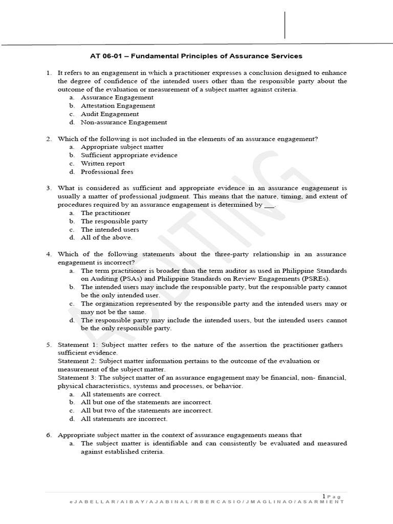 Fundamental Principles of Assurance Services | PDF | Audit | Risk