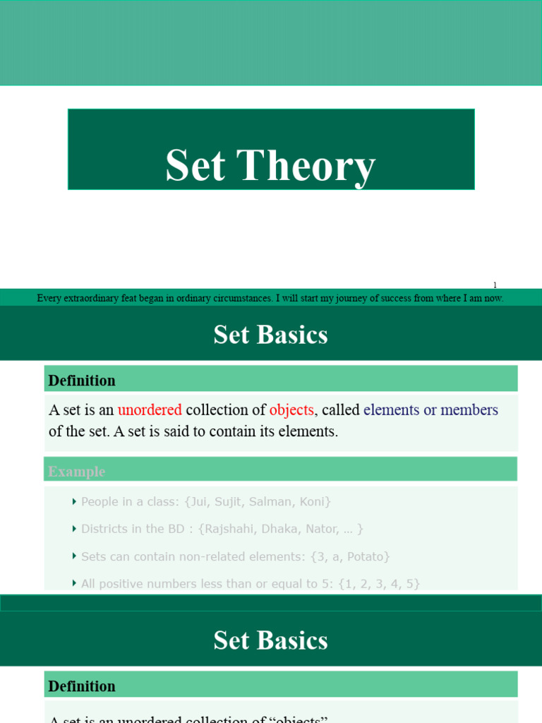 Slide 1 Set Theory | PDF | Mathematical Notation | Mathematical Logic