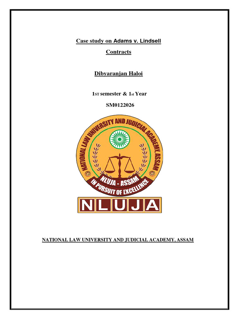 Case Study On Adams V Lindsell | PDF | Common Law | Justice