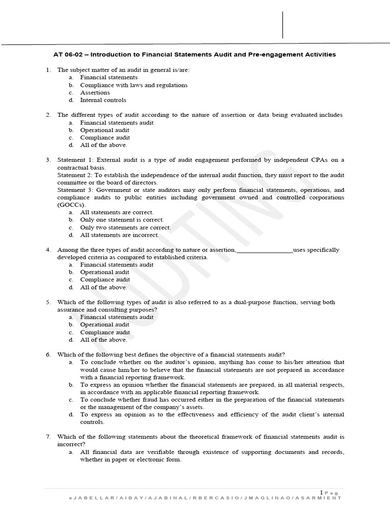 Introduction To FS Audit and Pre-Engagement Activities | Download Free ...