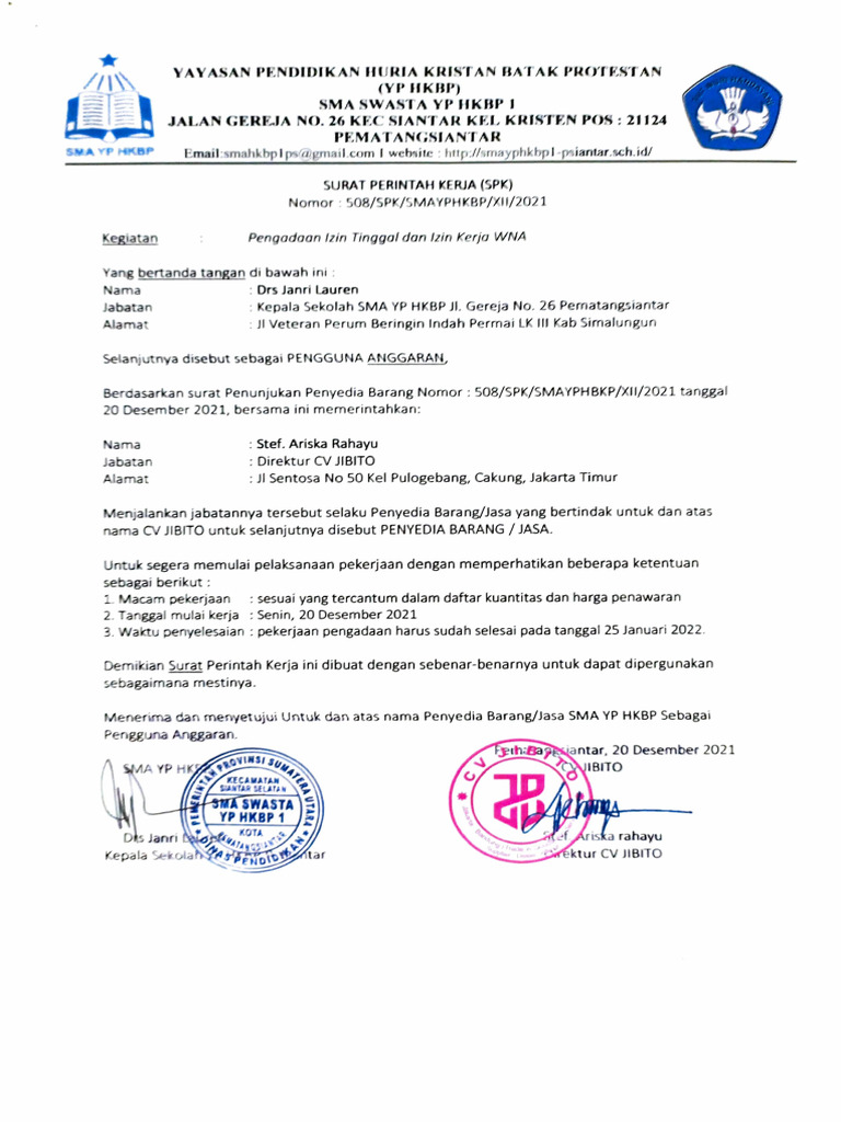 Surat Perintah Kerja (SPK) | PDF