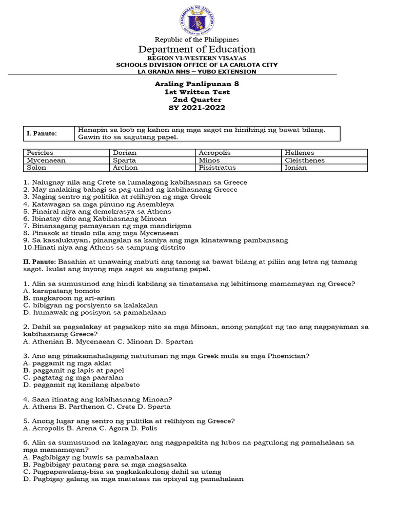 Ap8 - Quarter 2 | PDF