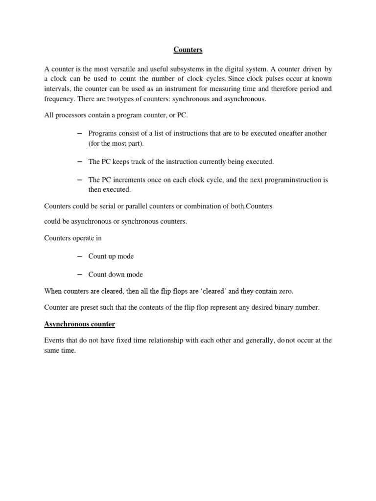 Counters Notes | PDF | Computer Science | Computer Architecture