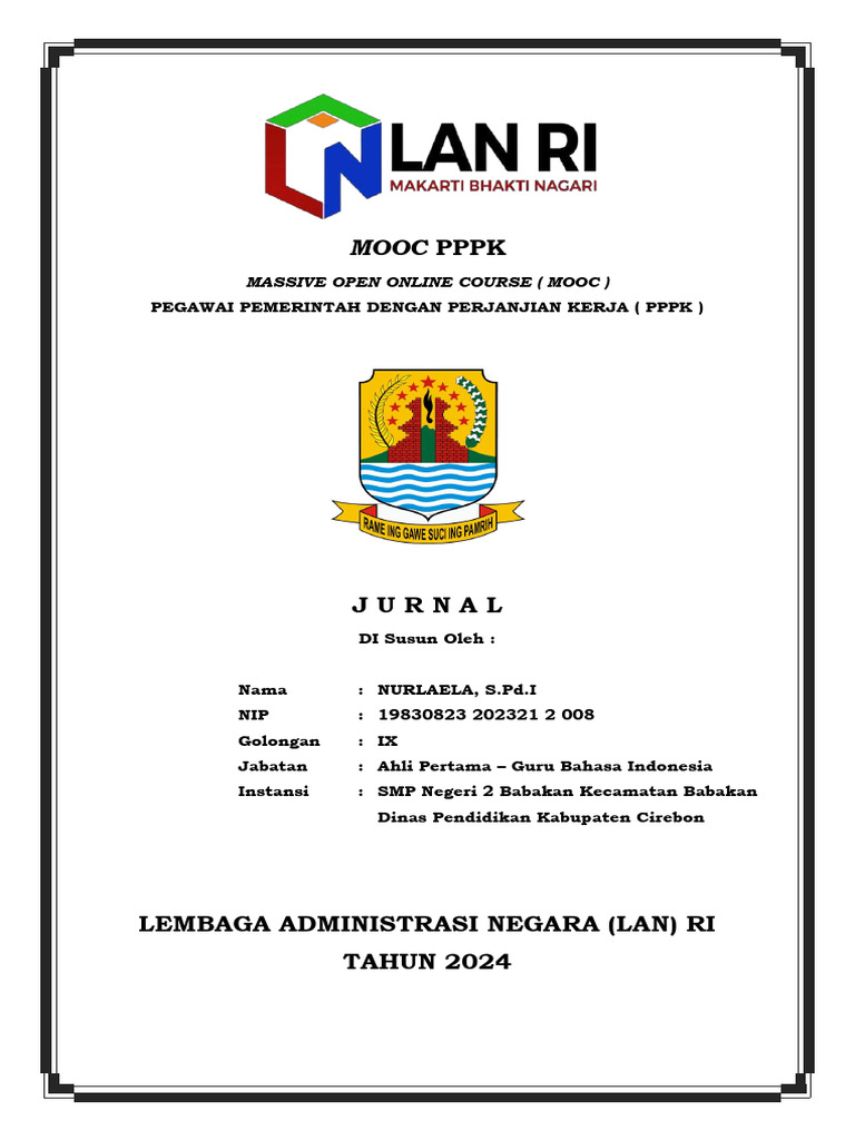 JURNAL MOOC PPPK 2024 - NURLAELA Rev | PDF