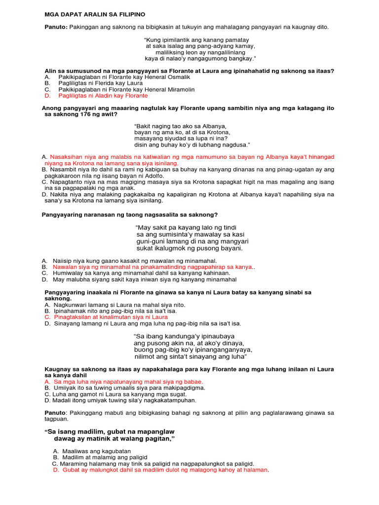 Filipino Pointers To Review | PDF