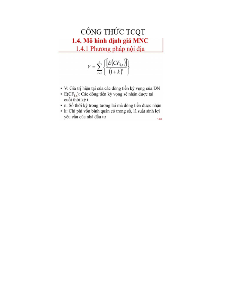 Công TH C TCQT | PDF