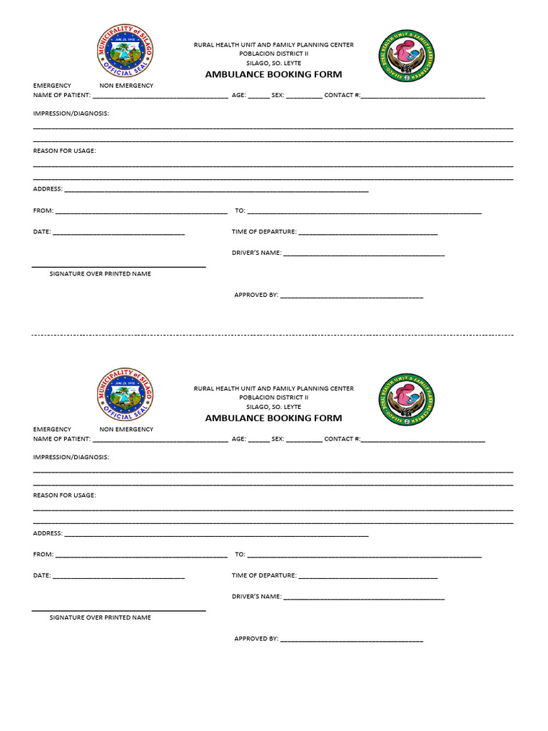Ambulance Booking Form | PDF | Clinical Medicine | Medicine