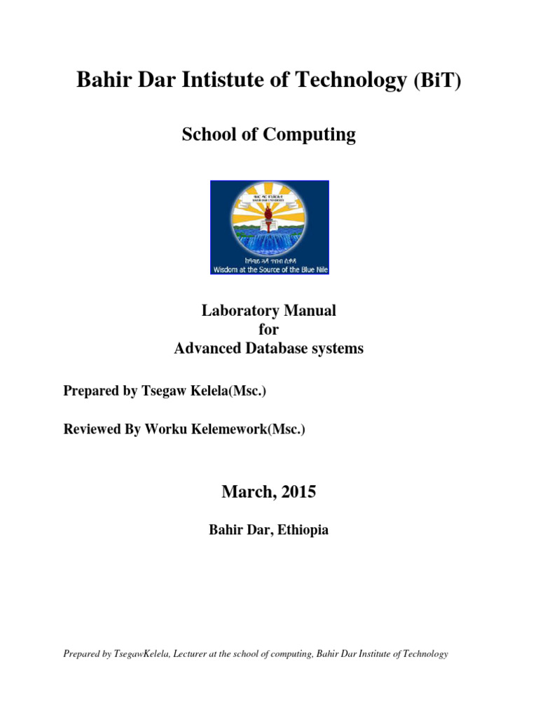 Laboratory Manual Advanced Database - 141119170507 | PDF | Databases | Sql