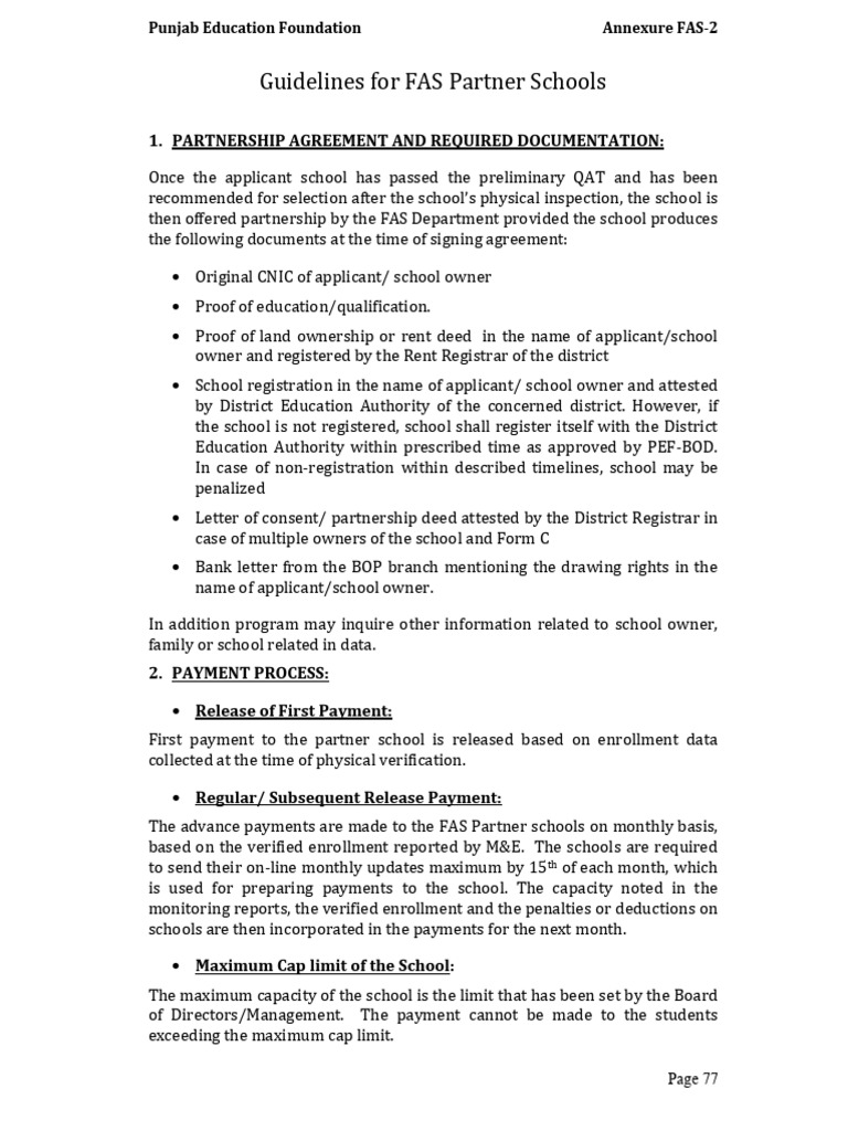 FAS General Guidelines and Admission Policy For Partner Schools New ...