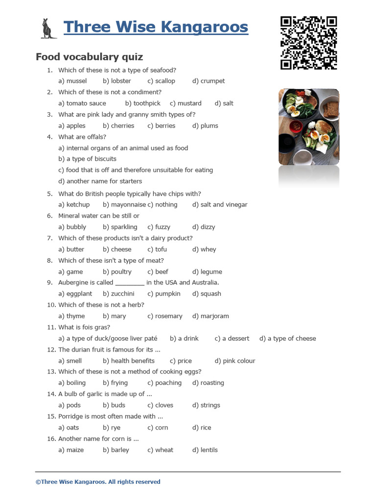 Food Quiz for Culinary Enthusiasts | PDF