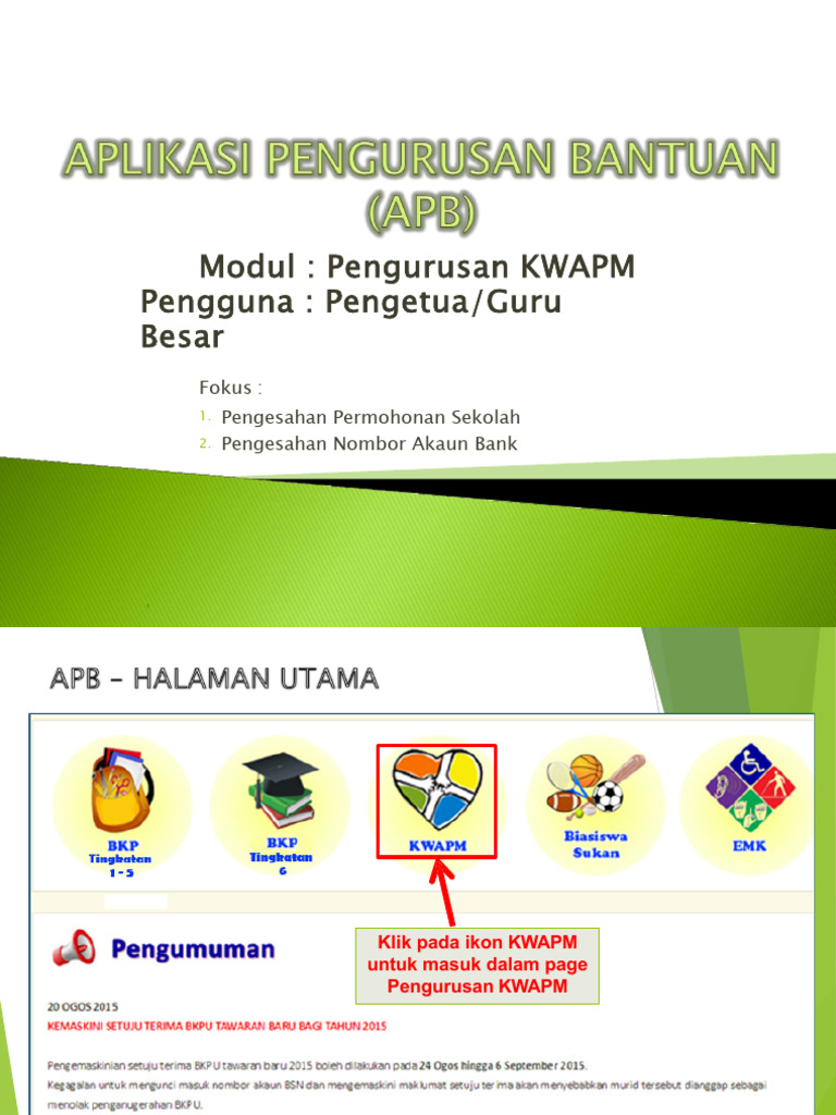 1 Manual Pengguna APB KWAPM Pemohon KWAPM Pengetua & Guru Besar | PDF