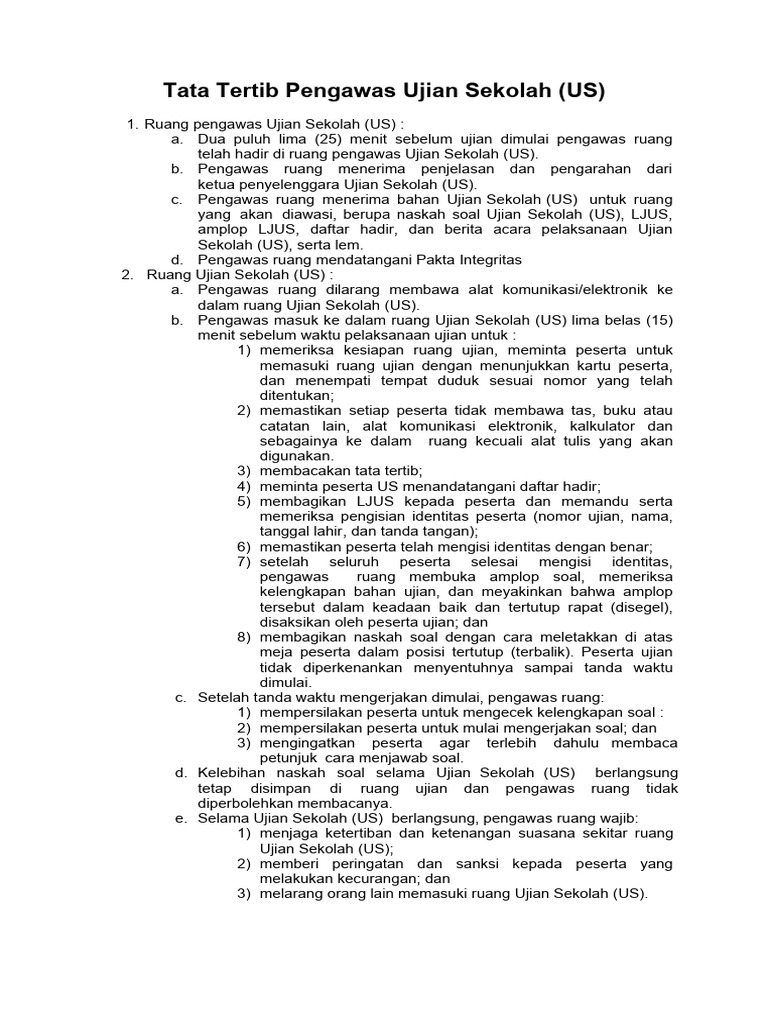Tata Tertib Ujian Sekolah | PDF