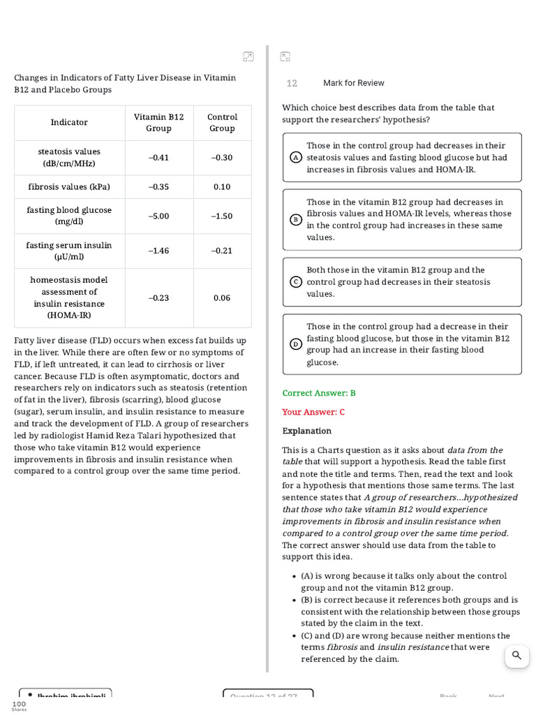 Question 12 Explanation - Digital SAT Mock Test 1, Section 1, Module 1 ...