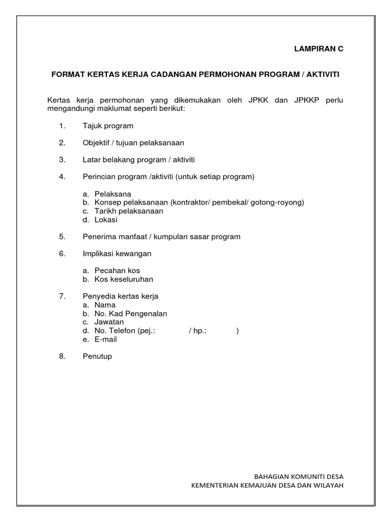 Lampiran C Formart Kertas Cadangan | PDF