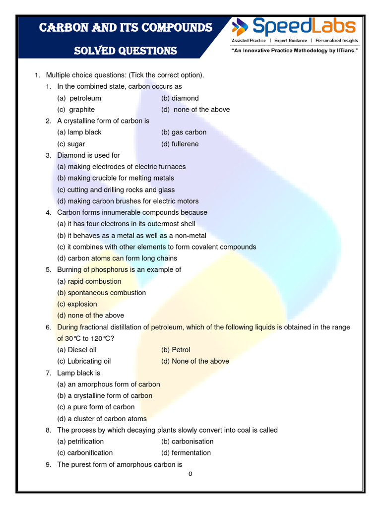 ICSE 8 Carbon-And-Its-Compound Solved | PDF | Carbon | Fires