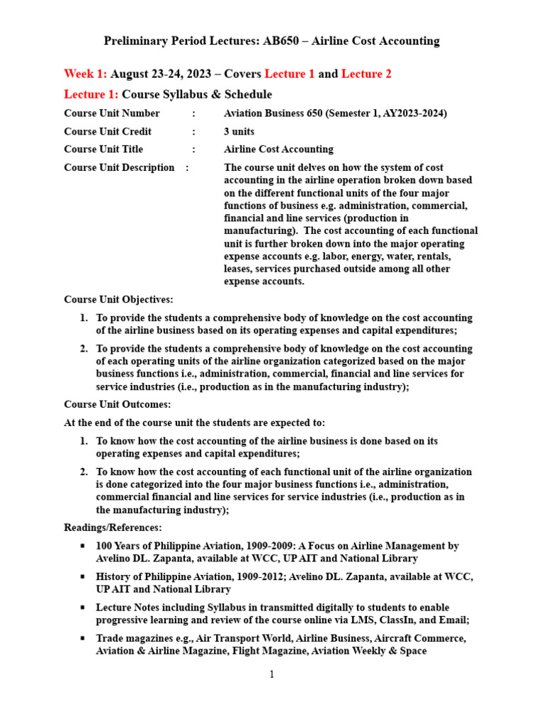 Airline Cost Accounting Overview | PDF | Expense | Airlines