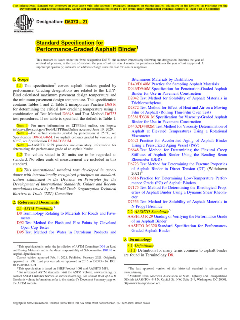 ASTM D6373-21 | PDF | Viscosity | Road Surface