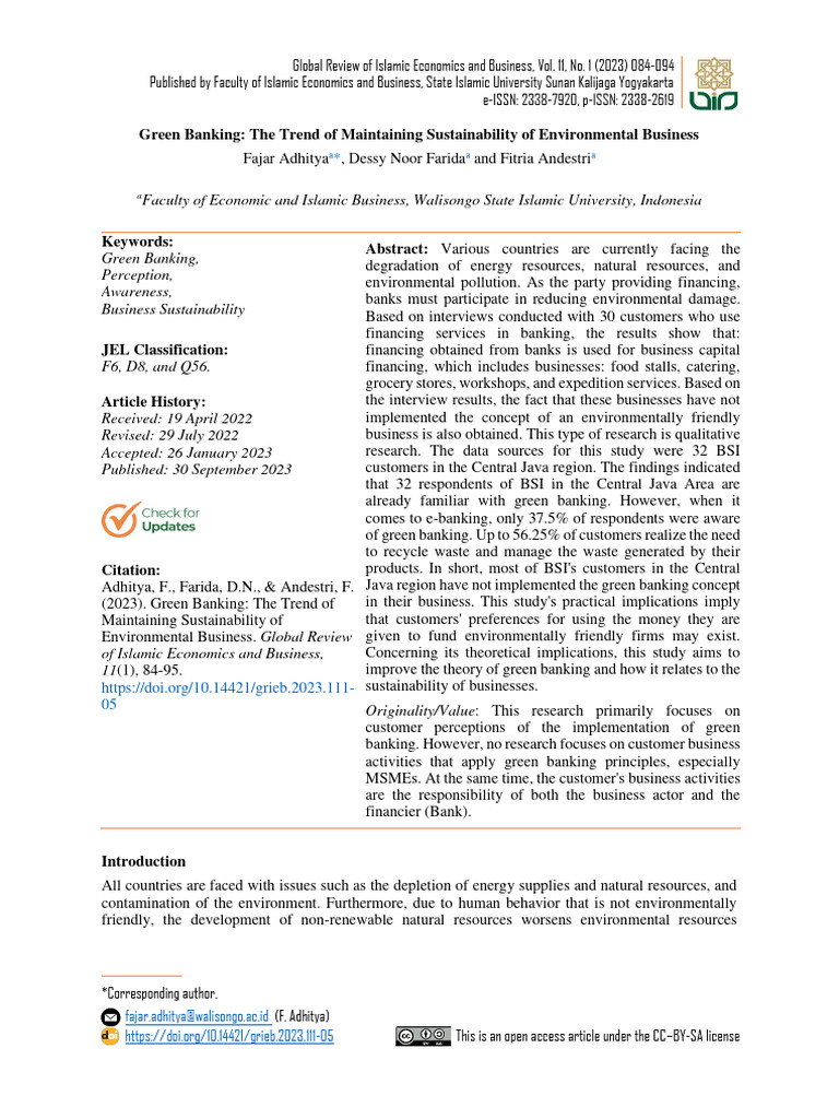 5 +Aditya+&+Farida+ (2023) +vol +11,+no +1,+084-094 | PDF | Sustainability | Corporate Social ...