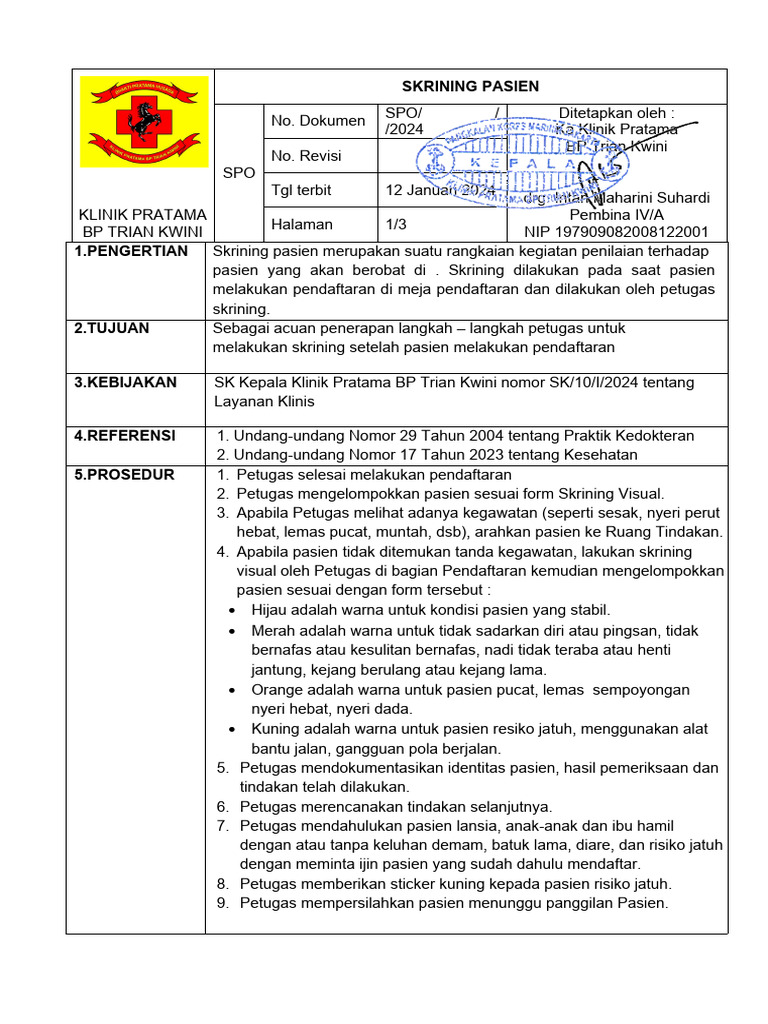 Spo SKRINING PASIEN | PDF