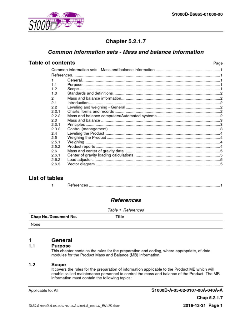 Common Information Sets - Mass and Balance Information | Download Free ...