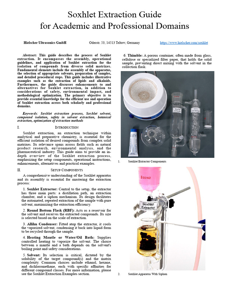 Soxhlet Extraction Process Guide | PDF | Solvent | Polyphenol
