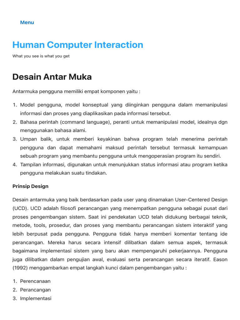 Desain Antar Muka - Human Computer Interaction | PDF