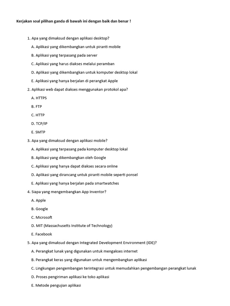 Latihan Soal App Inventor | PDF