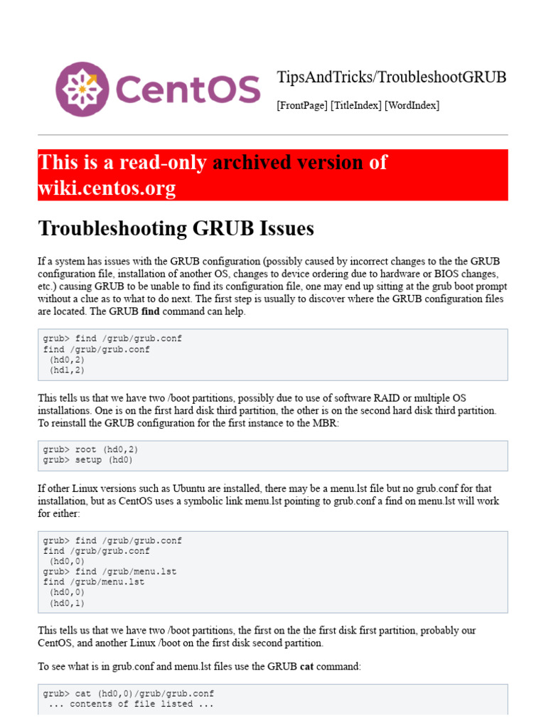 Troubleshoot GRUB | PDF | System Software | Operating System Technology